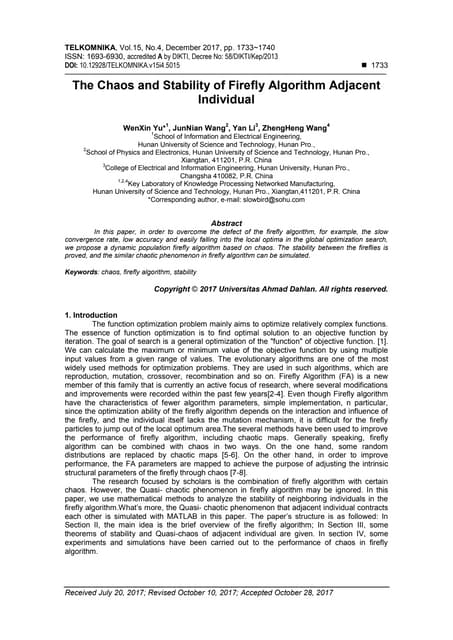 A Study of Firefly Algorithm and its Application in Non-Linear Dynamic Systems | PDF