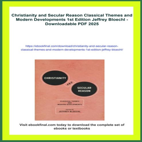 Christianity and Secular Reason Classical Themes and Modern ...