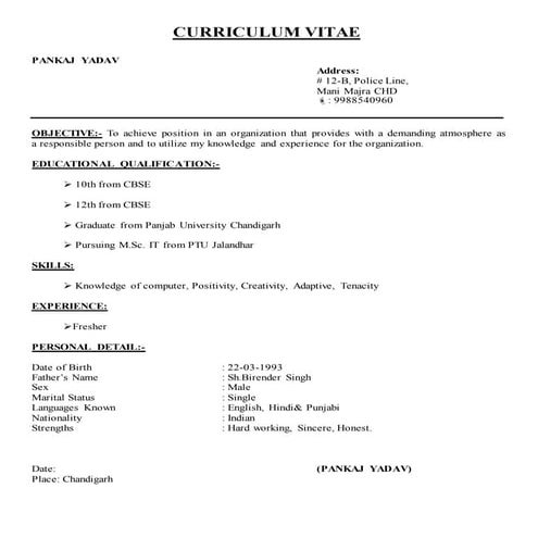 Pankaj CV | PDF