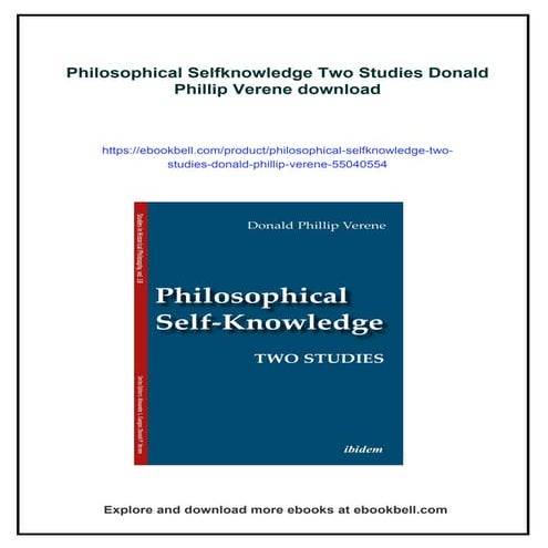 Philosophical Selfknowledge Two Studies Donald Phillip Verene | PDF