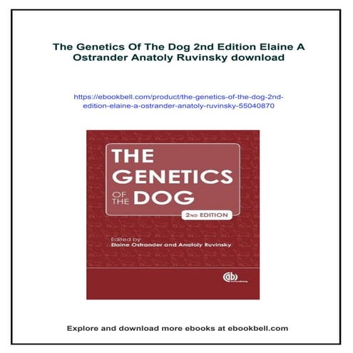 The Genetics Of The Dog 2nd Edition Elaine A Ostrander Anatoly Ruvinsky ...