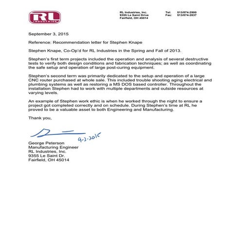 Stephen Knape-Recomendation Letter | PDF