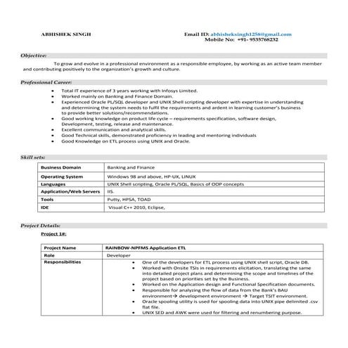 Abhishek_Resume | DOC | Computer Software and Applications | Computing