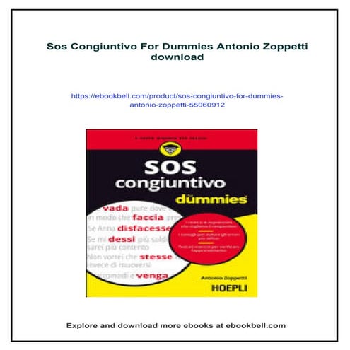 Sos Congiuntivo For Dummies Antonio Zoppetti | PDF