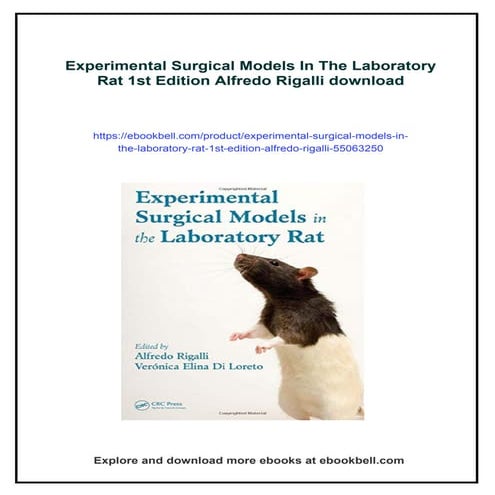 Experimental Surgical Models In The Laboratory Rat 1st Edition Alfredo ...