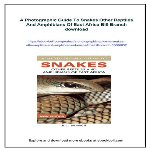 A Photographic Guide To Snakes Other Reptiles And Amphibians Of East ...