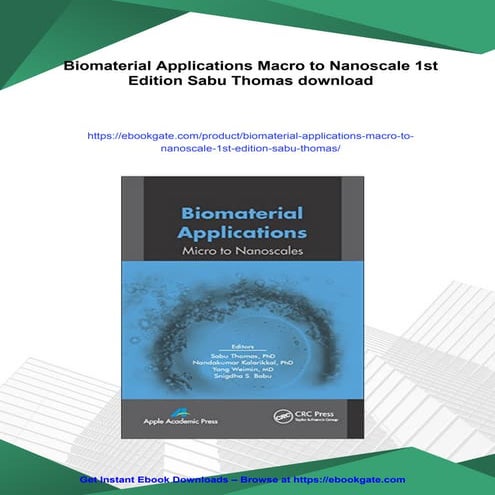 Biomaterial Applications Macro to Nanoscale 1st Edition Sabu Thomas | PDF
