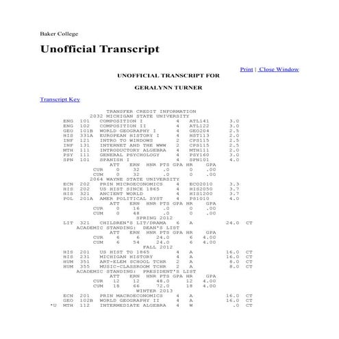 Transcript- unofficial | PDF
