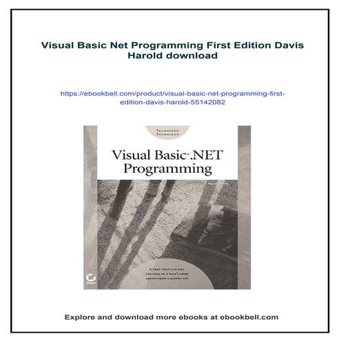 Visual Basic Net Programming First Edition Davis Harold | PDF