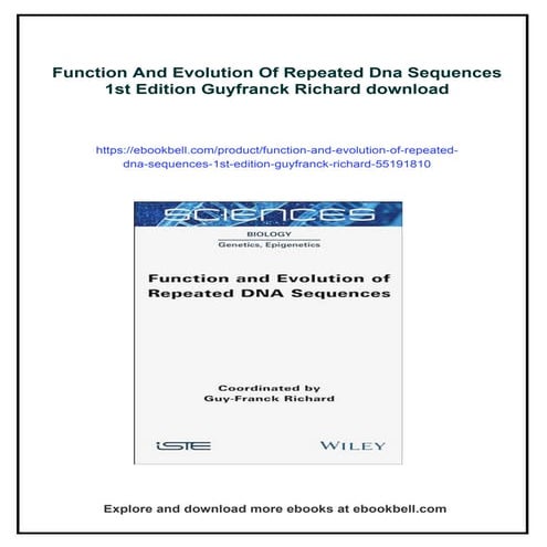 Function And Evolution Of Repeated Dna Sequences 1st Edition Guyfranck ...