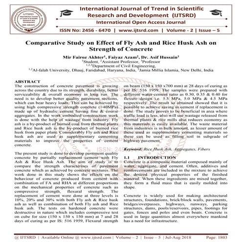 Comparative Study on Effect of Fly Ash and Rice Husk Ash on Strength of ...