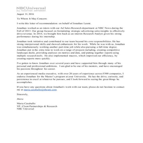 NBC Recommendation -Laxmi Maria Caraballo | PDF