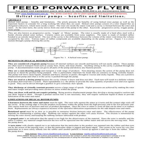 Helical rotor pumps - benefits and limitations | PDF