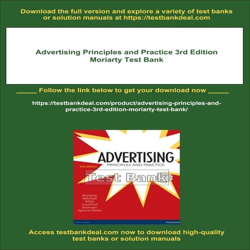 Advertising Principles and Practice 3rd Edition Moriarty Test Bank | PDF