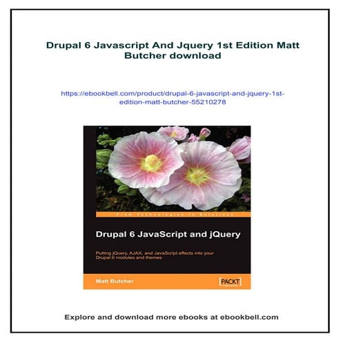 Drupal 6 Javascript And Jquery 1st Edition Matt Butcher | PDF