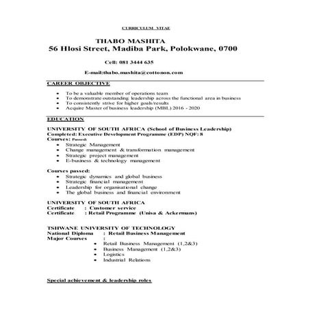 CV - Thabo Mashita | DOCX