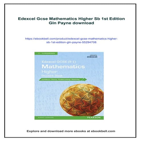 Edexcel Gcse Mathematics Higher Sb 1st Edition Gln Payne | PDF