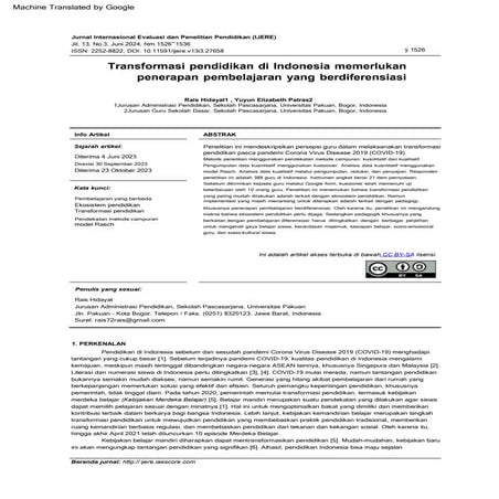 Transformasi Pendidikan di Indonesia pada tahun 2022 | PDF