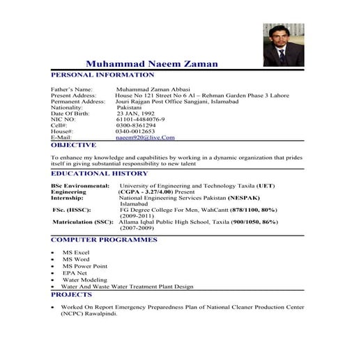 NAEEM ZAMAN CV-2 | PDF