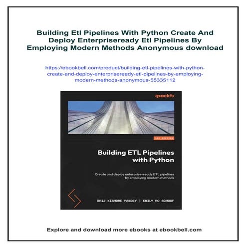 Building Etl Pipelines With Python Create And Deploy Enterpriseready