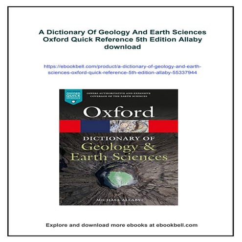 A Dictionary Of Geology And Earth Sciences Oxford Quick Reference 5th ...