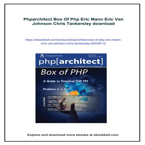 Phparchitect Box Of Php Eric Mann Eric Van Johnson Chris Tankersley | PDF
