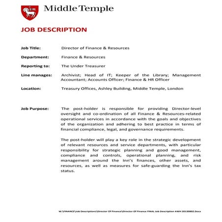 Director of Finance FINAL job description | PDF