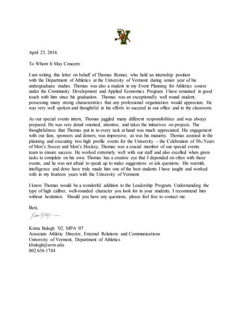 Letter of Recommendation Tanner Tasker 2017 | PDF