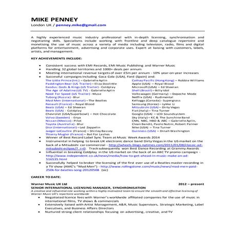 Mike Penney CV June Li 2015 | DOCX