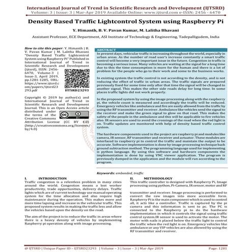 Density Based Traffic Lightcontrol System using Raspberry Pi | PDF | Cameras and Camcorders ...