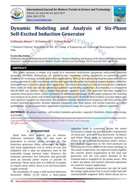 Design Calculation of Three Phase Self Excited Induction Generator Driven by Wind Turbine | PDF