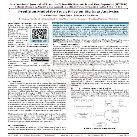 Predition Model for Stock Price on Big Data Analytics | PDF
