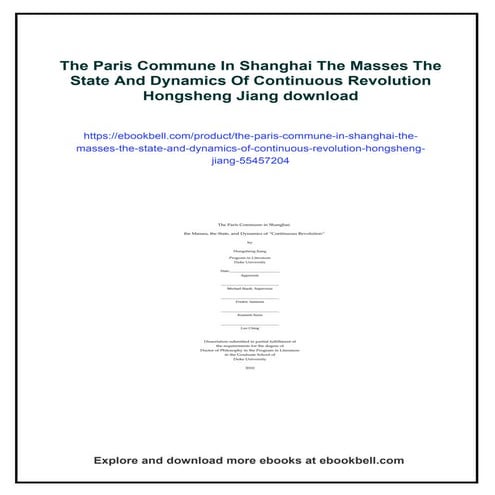 The Paris Commune In Shanghai The Masses The State And Dynamics Of ...