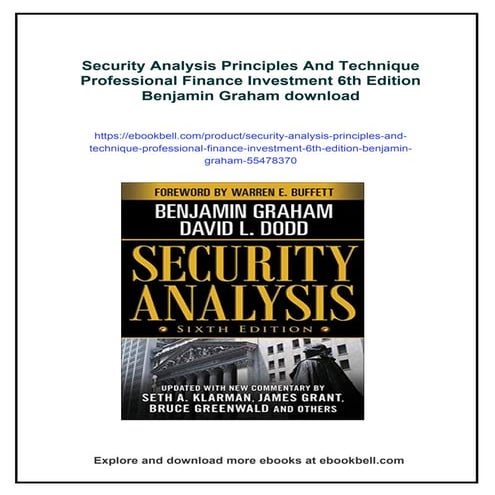 Security Analysis Principles And Technique Professional Finance ...