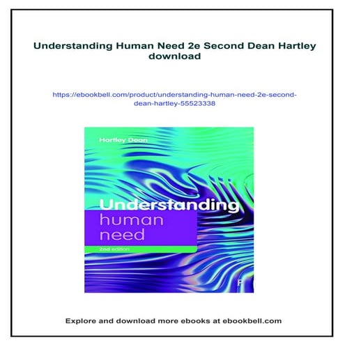 Understanding Human Need 2e Second Dean Hartley | PDF