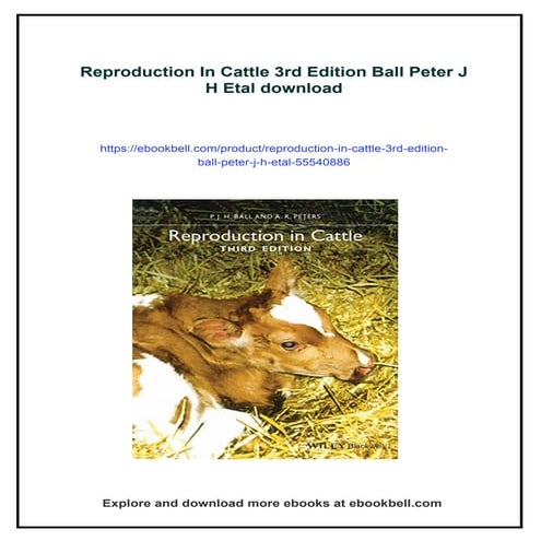 Reproduction In Cattle 3rd Edition Ball Peter J H Etal | PDF