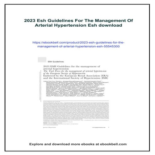 2023 Esh Guidelines For The Management Of Arterial Hypertension Esh | PDF