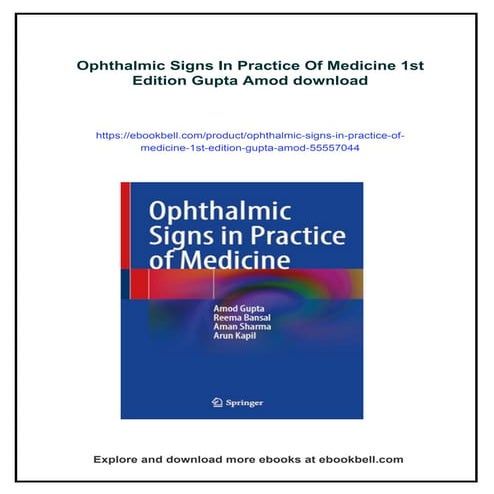 Ophthalmic Signs In Practice Of Medicine 1st Edition Gupta Amod | PDF