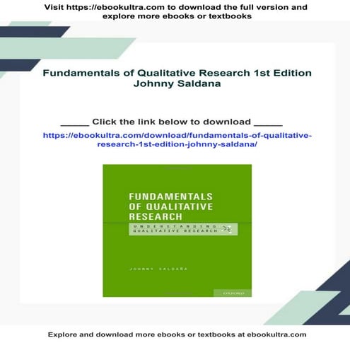 Fundamentals of Qualitative Research 1st Edition Johnny Saldana | PDF