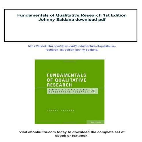 Fundamentals of Qualitative Research 1st Edition Johnny Saldana | PDF