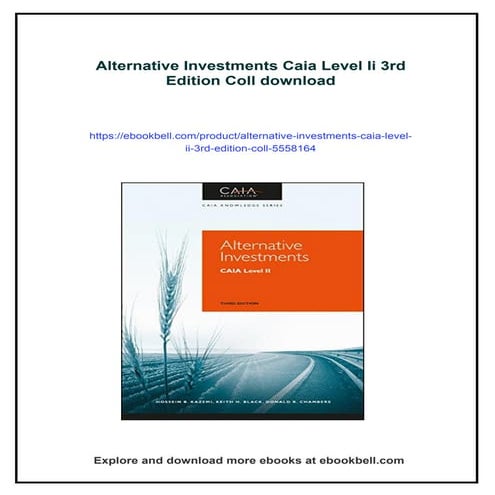 Alternative Investments Caia Level Ii 3rd Edition Coll | PDF