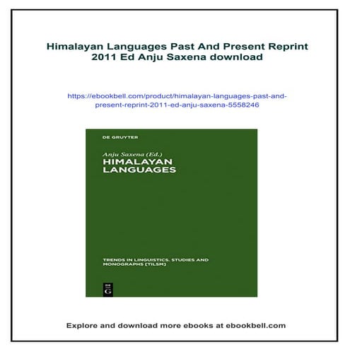Himalayan Languages Past And Present Reprint 2011 Ed Anju Saxena | PDF