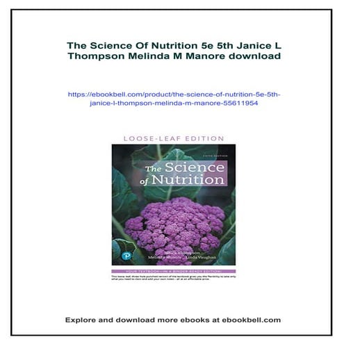 The Science Of Nutrition 5e 5th Janice L Thompson Melinda M Manore | PDF