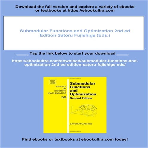 Submodular Functions and Optimization 2nd ed Edition Satoru Fujishige (Eds.) | PDF