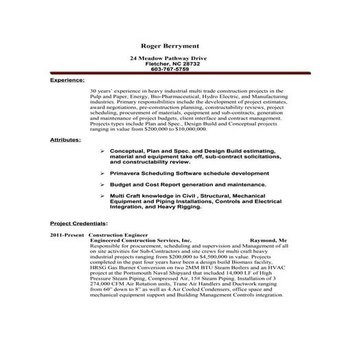 Roger Berryment Resume | DOC