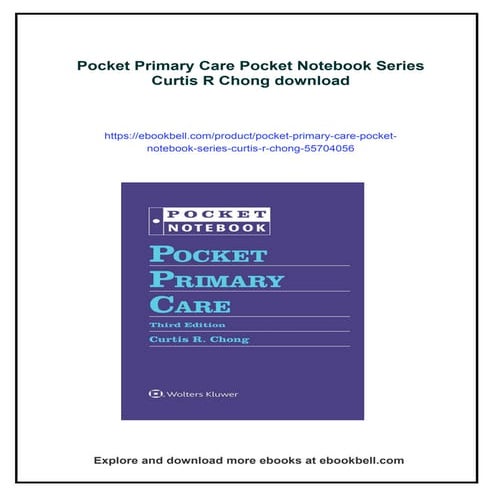 Pocket Primary Care Pocket Notebook Series Curtis R Chong | PDF