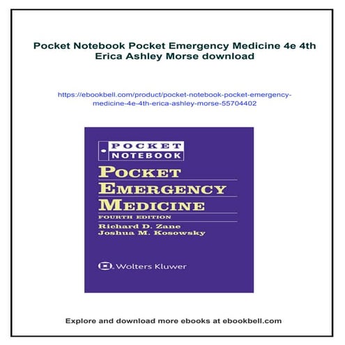 Pocket Notebook Pocket Emergency Medicine 4e 4th Erica Ashley Morse | PDF