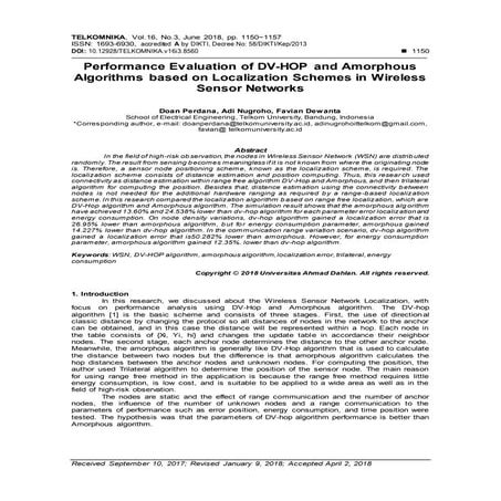 Performance Evaluation Of Dv Hop And Amorphous Algorithms Based On Localization Schemes In