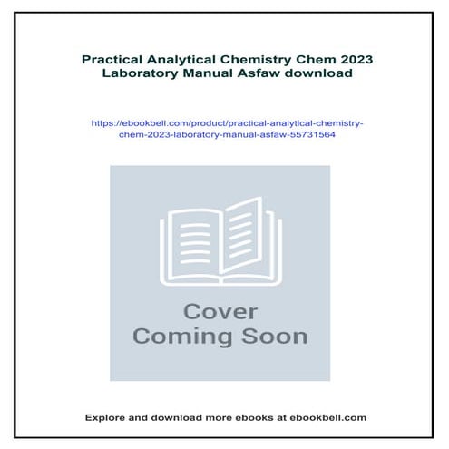 Practical Analytical Chemistry Chem 2023 Laboratory Manual Asfaw | PDF