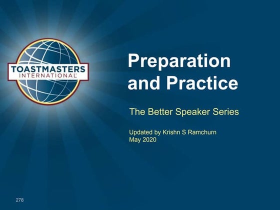 Toastmasters Better Speaker Series Preparation and Practice | PPT